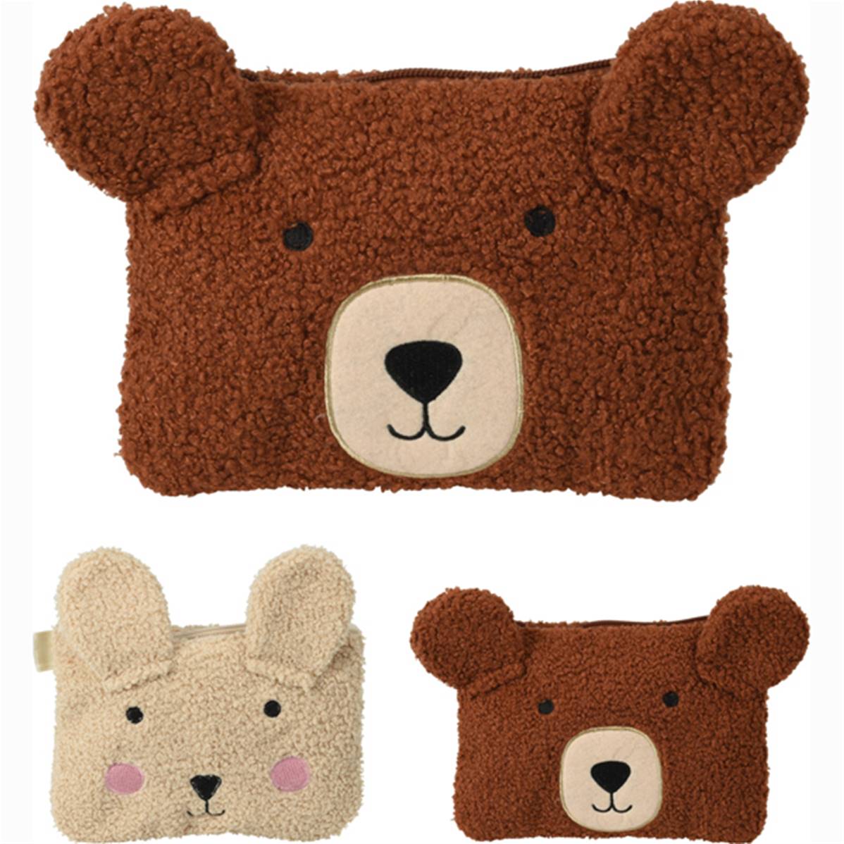 Trousse Peluche Enfant 2 Design Assortis 20 x 14 Cm