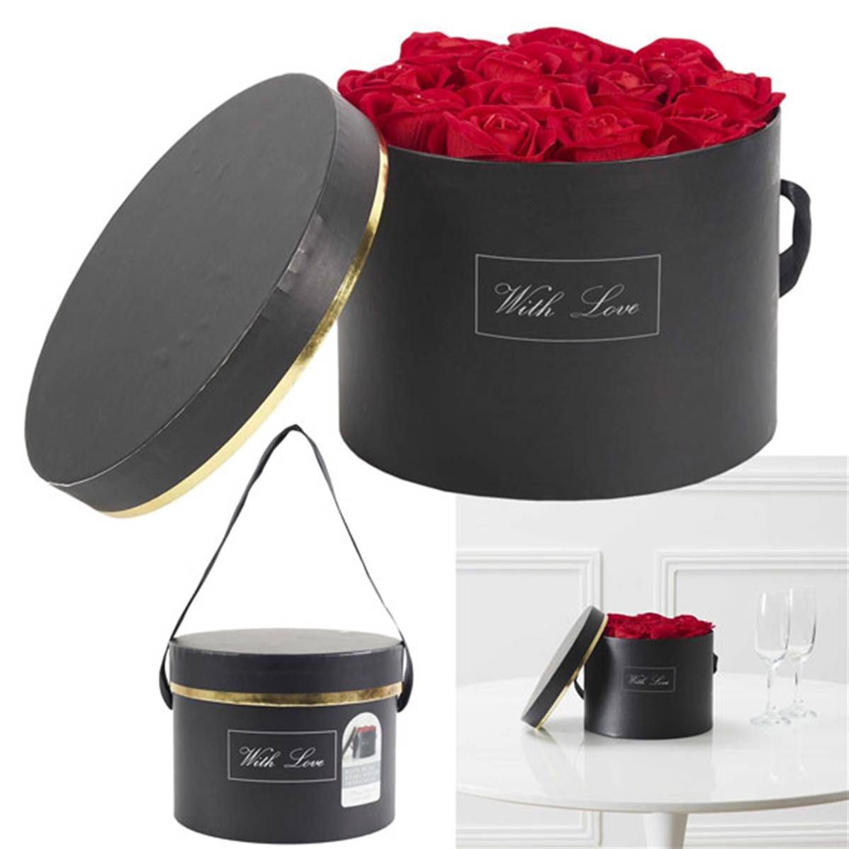 Boite de 12 Roses Rouges Artificielles