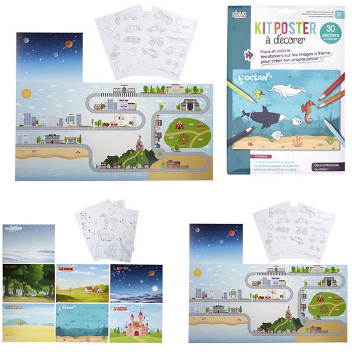 30 Stickers a Colorier et Images a Theme